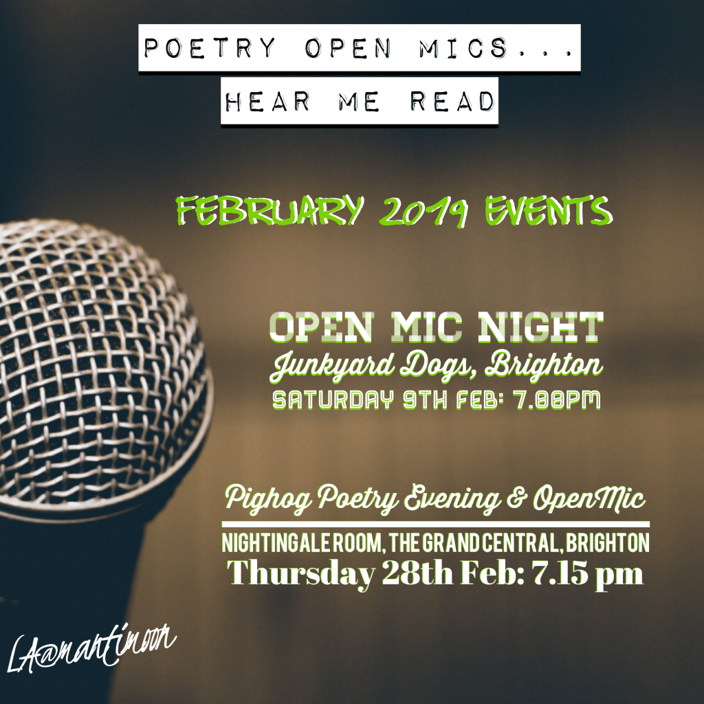 Poetry Open Mics: Hear me read in February 2019 - mantimoon